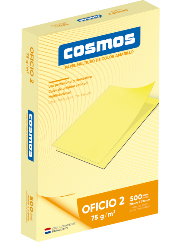 Resma papel Color Amarillo Oficio 75 Grs (Caja x10) COSMOS | Impar